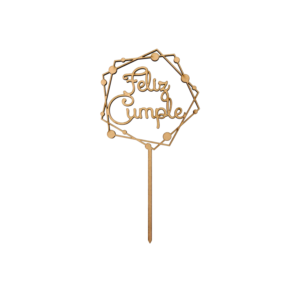 Topper Feliz Cumple Hexagonal - ServiArt Uruguay